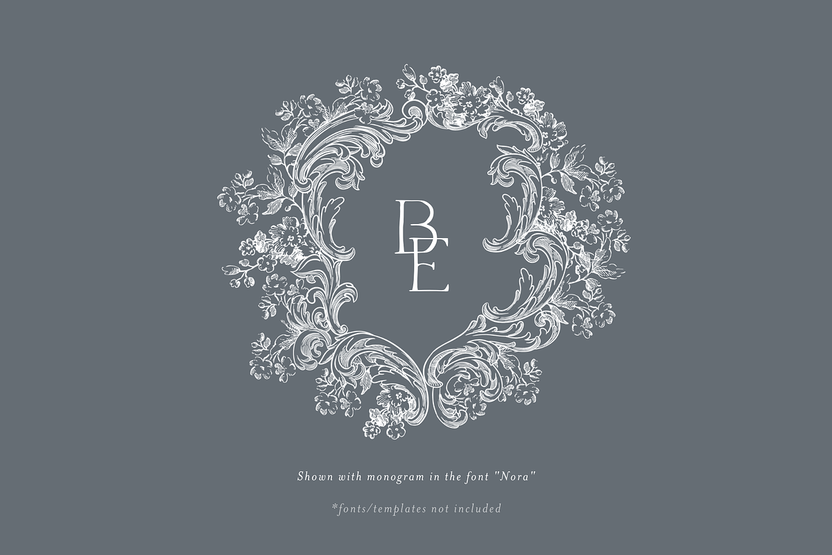Floral Baroque Crests, an Illustration by Loren Schmidt Studio