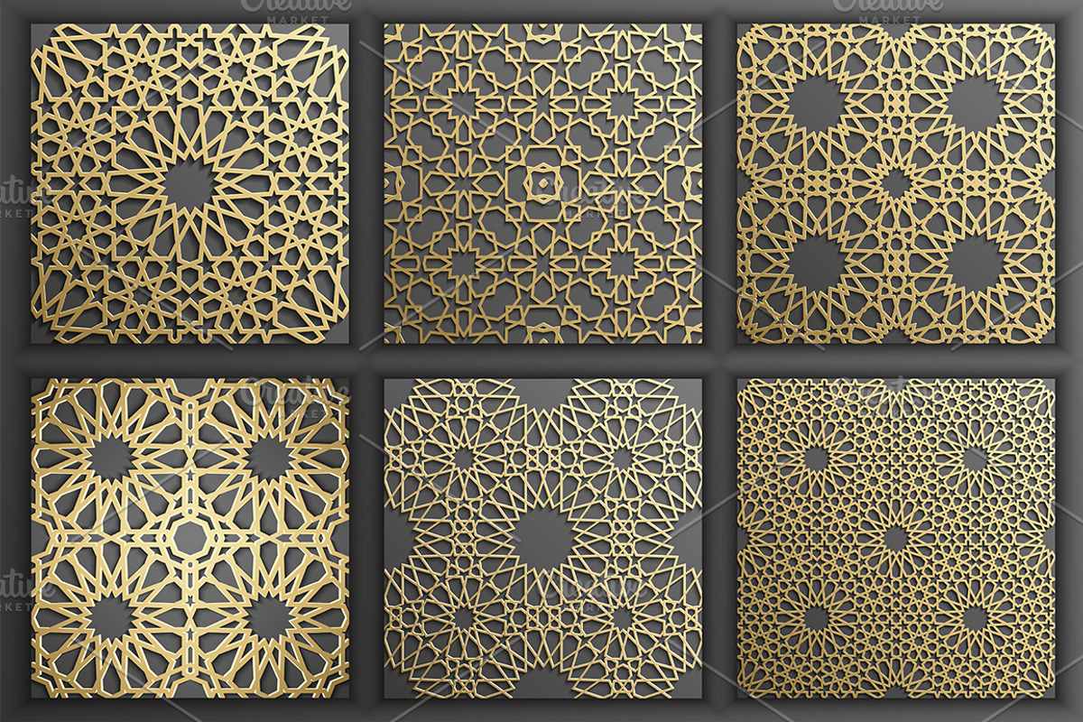 Luxurious Gold Islamic Pattern Set