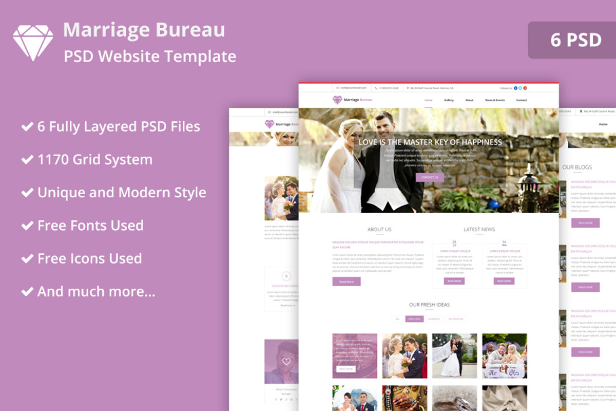 Marriage Bureau PSD Website Template, a Websites & App Template by ...