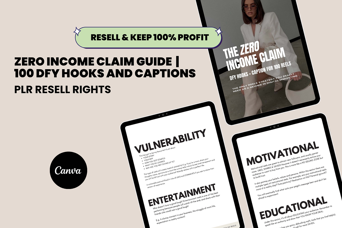 DFY 100 Zero Income Claim Guide PLR MRR