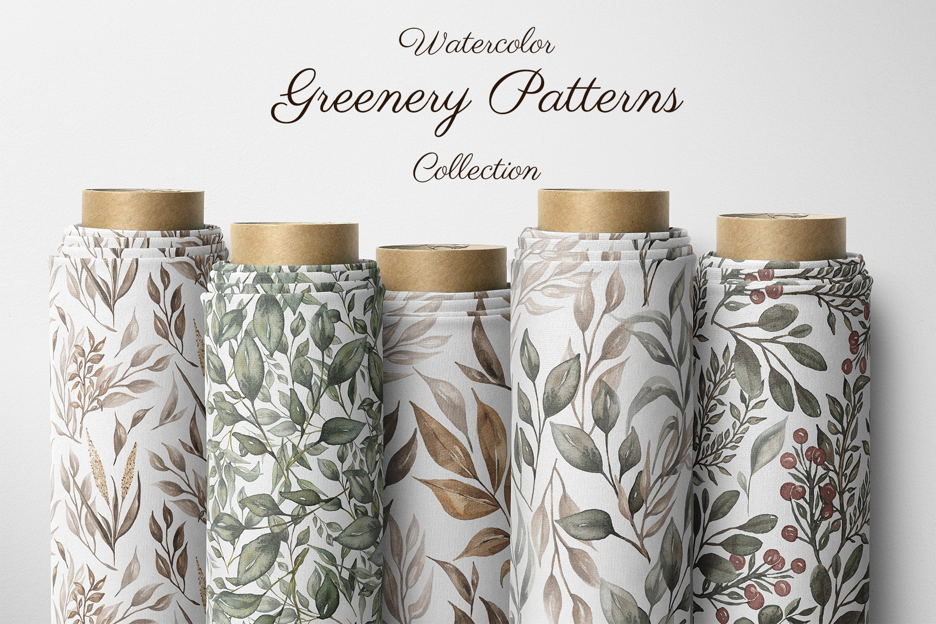Watercolor Greenery Patterns | Graphic Patterns ~ Creative Market