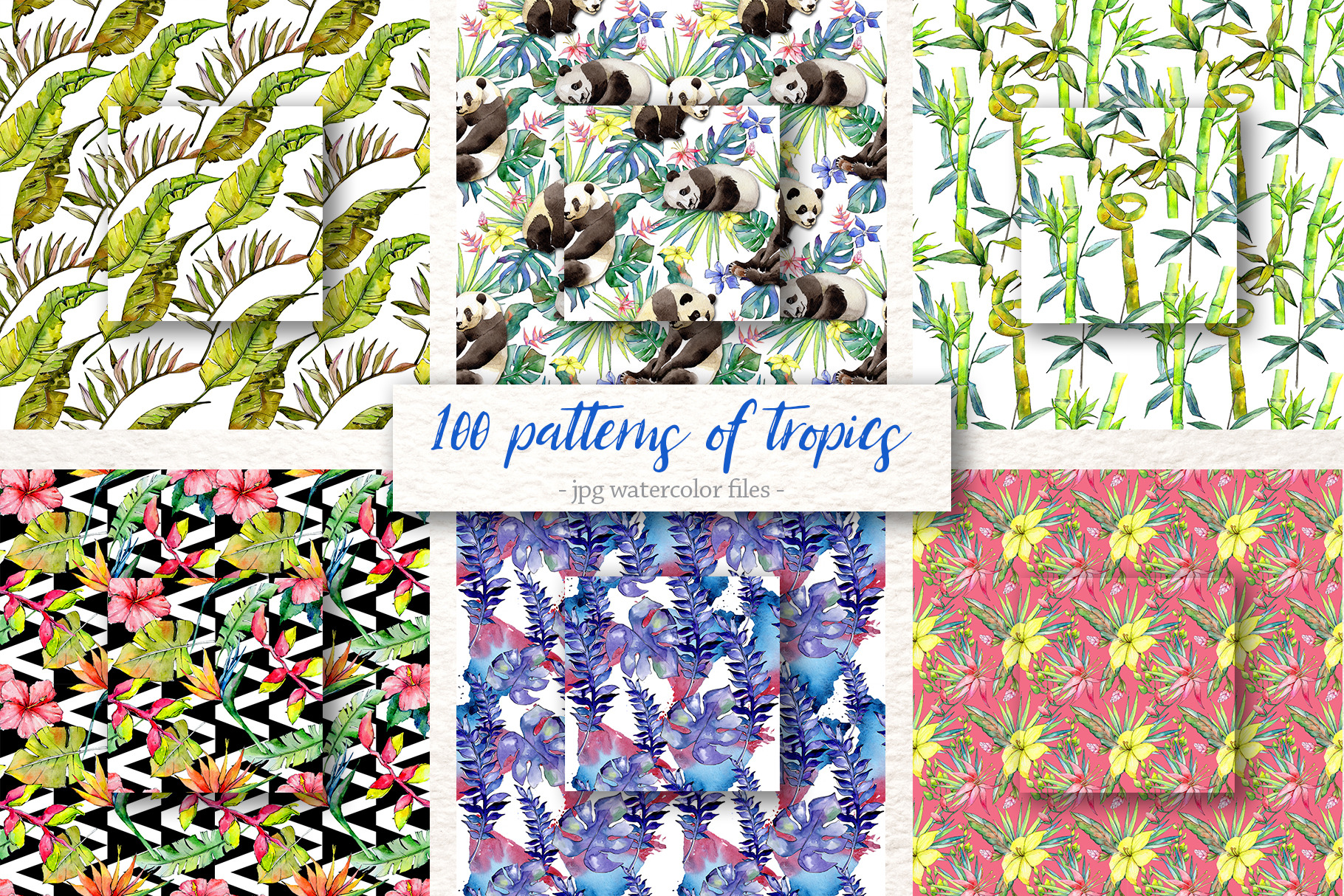 100 patterns of tropics JPG set, a Texture Illustration by ...