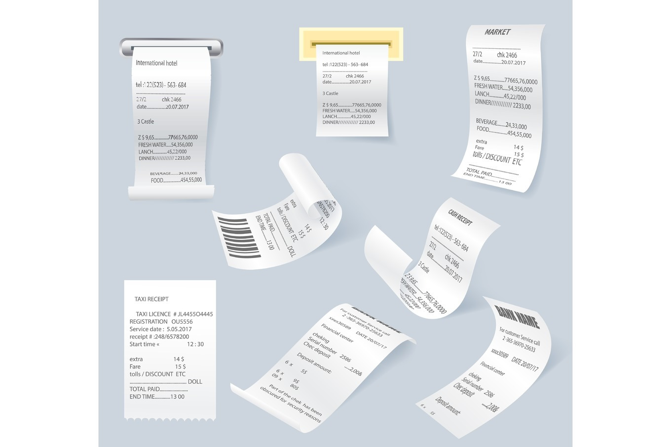 Paper print check vector elements set | Finance Illustrations ...