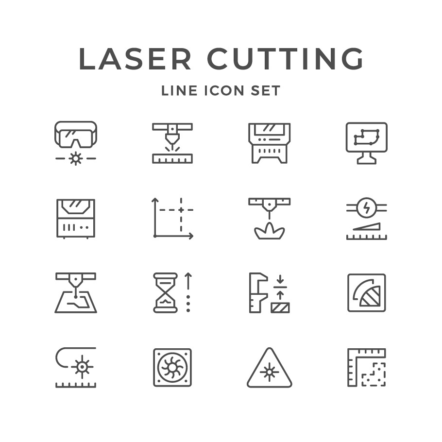 Set line icons of laser cutting, an Outline Icon by motorama
