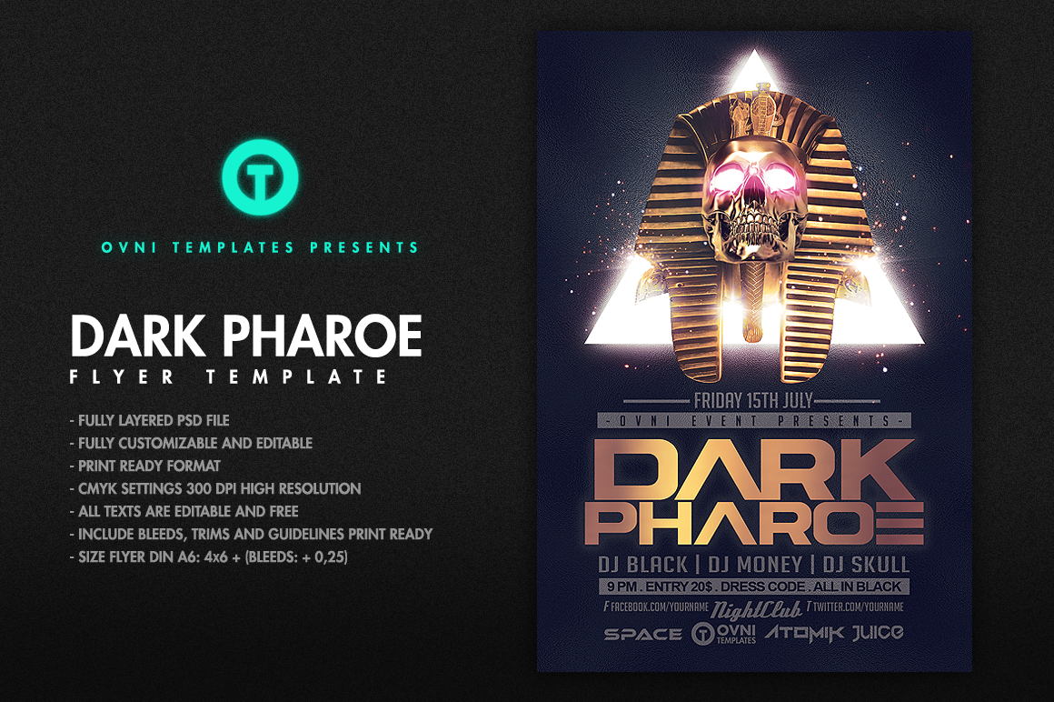 PHARAOE Flyer Template, a Flyer Template by OVNI-TEMPLATES
