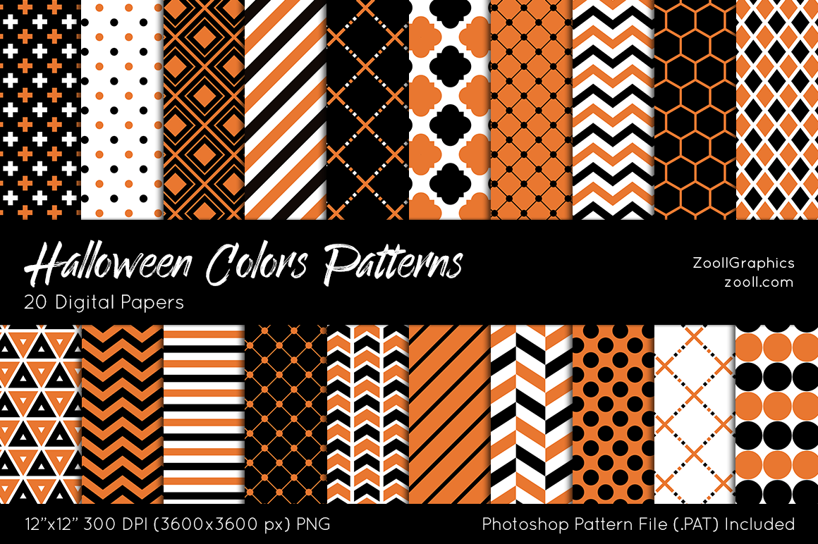 Halloween Colors Digital Papers, a Pattern Graphic by ZoollGraphics