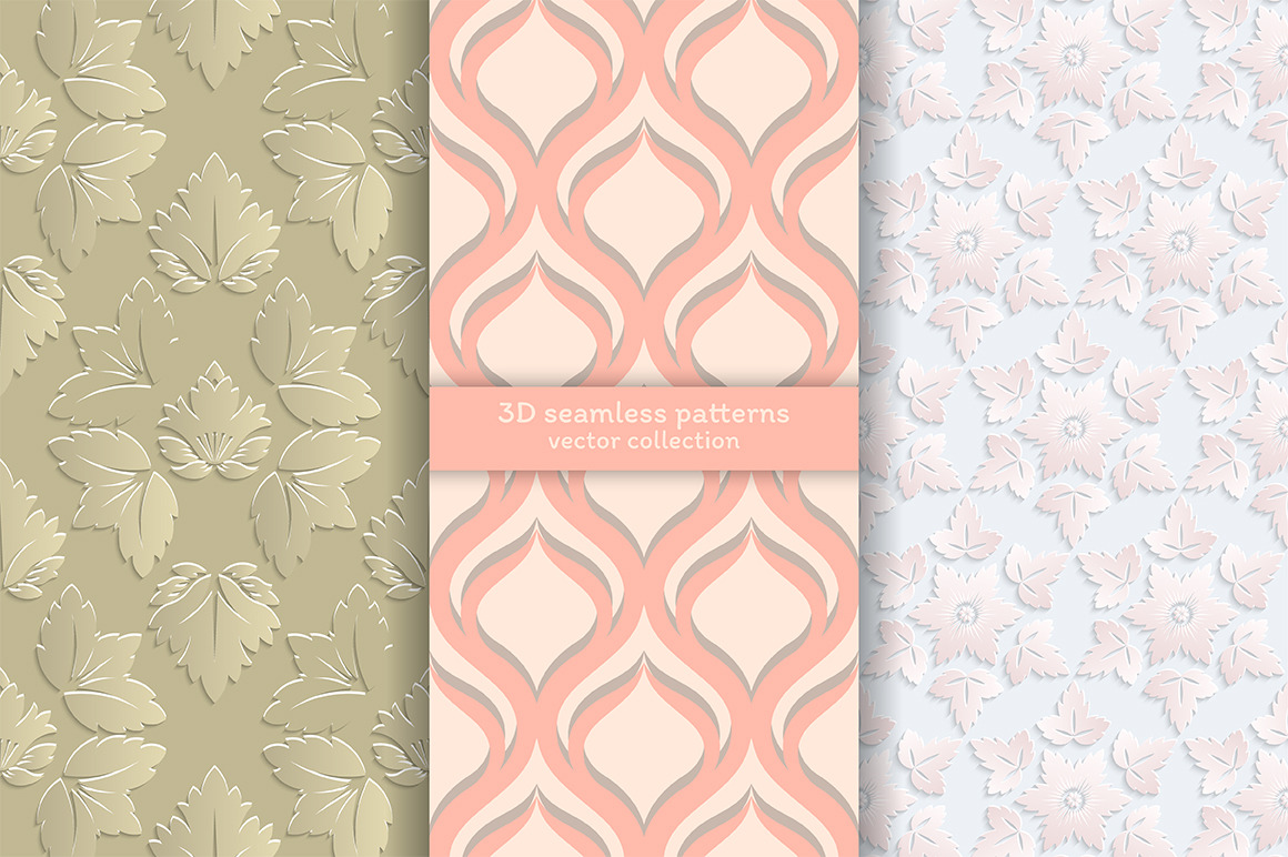 Set of 3D seamless patterns, a Pattern Graphic by pattern shop