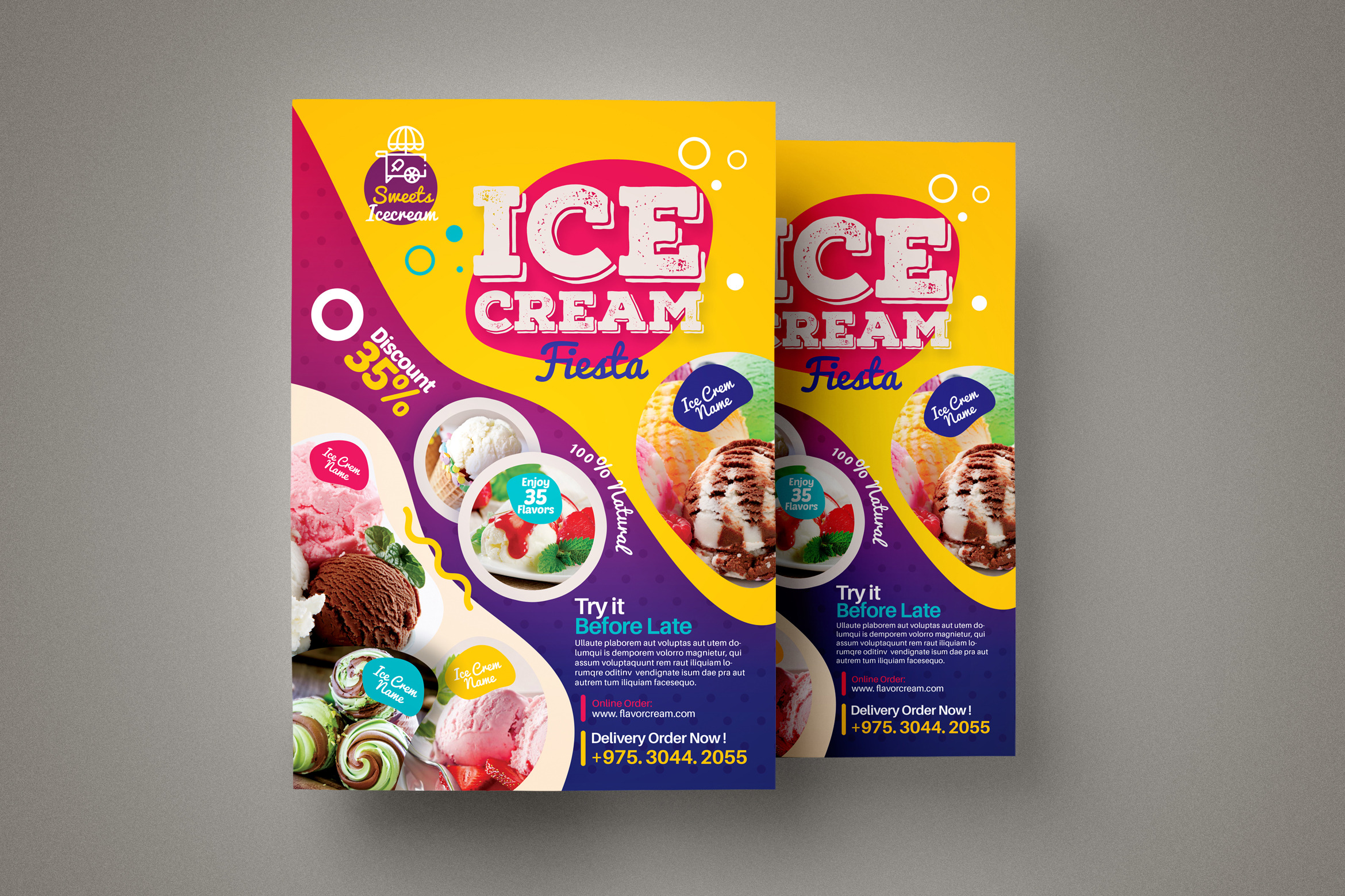 Ice Cream Flyer Template | Flyer Templates ~ Creative Market