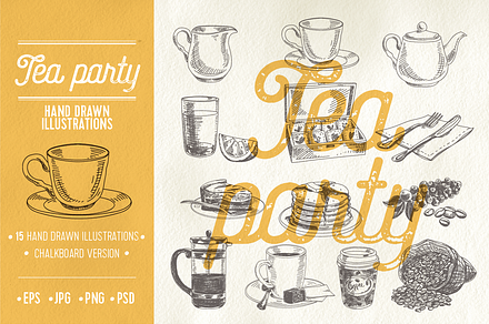 Hand drawn tea party illustrations, a Food Illustration by Natalya Levish