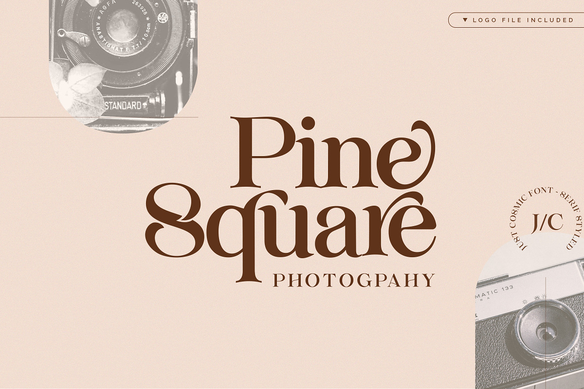 Just Cosmic Font + Premade Logos