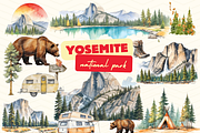 Yosemite National Park Cliparts, PNG, Digital Illustration