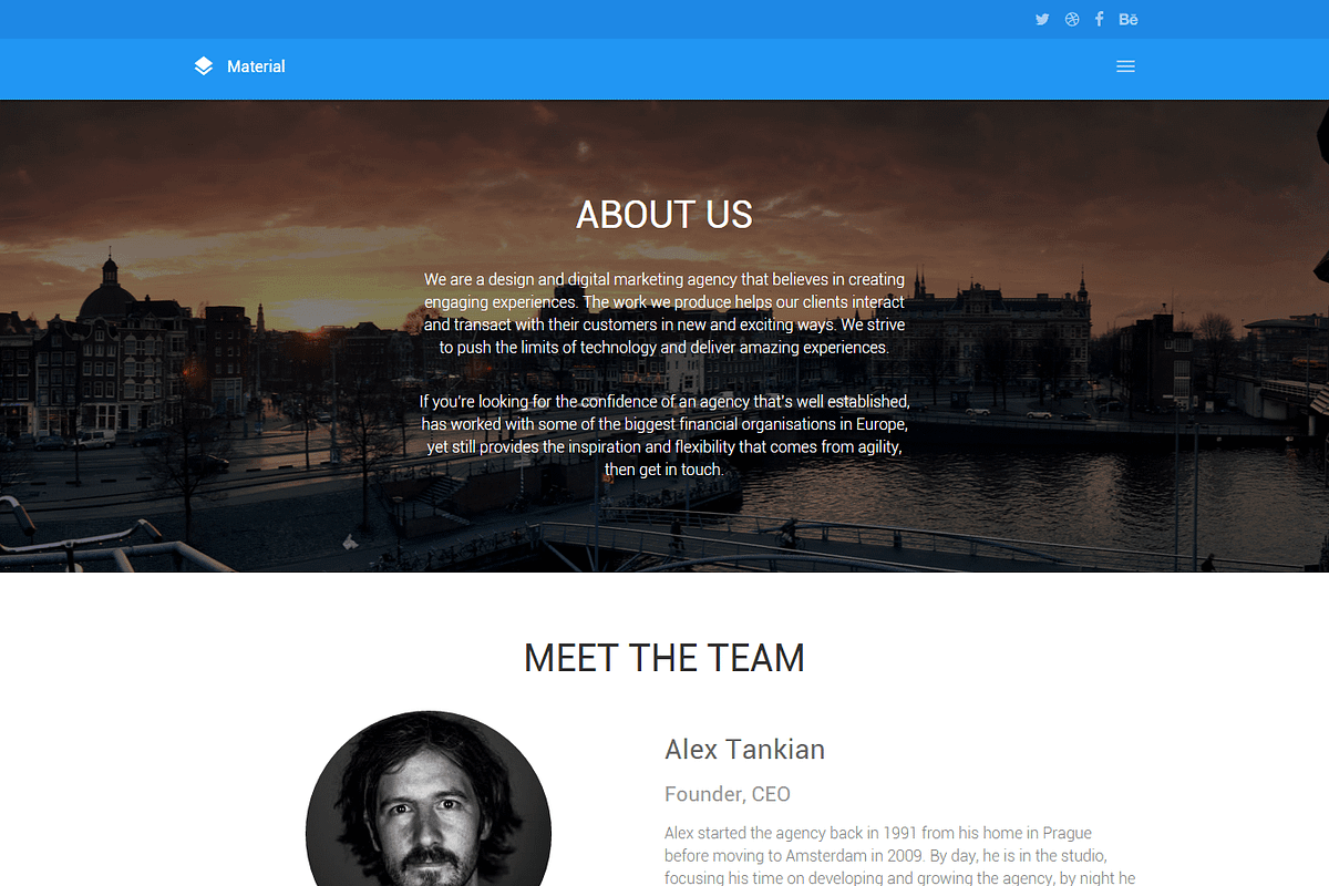 Material: Elegant Website Template, a Bootstrap Template by Devero