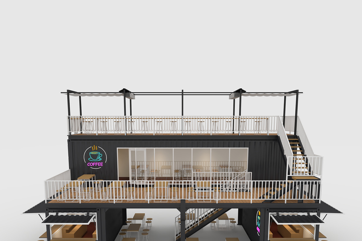 3D Model Container Cafe 2