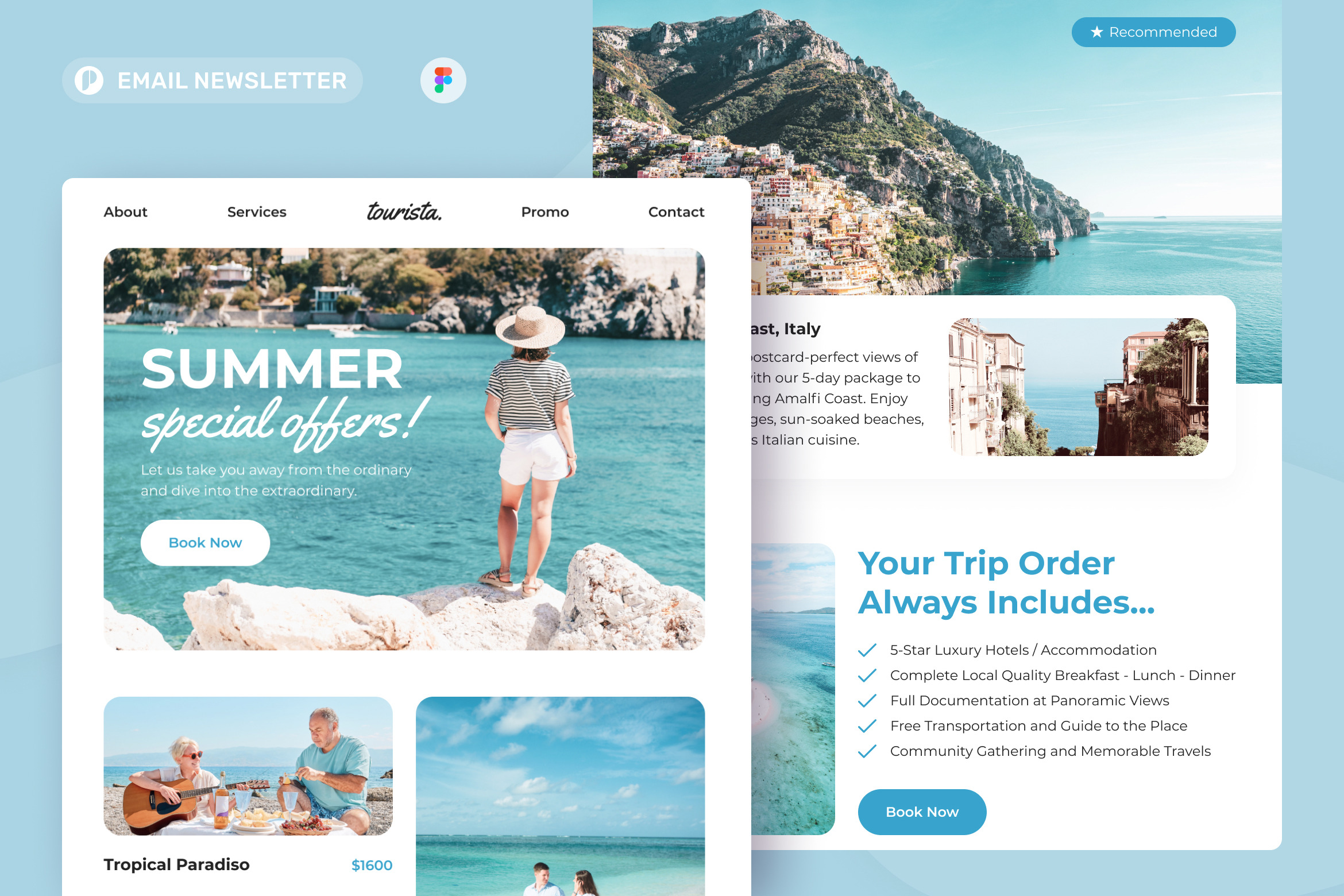 Travel Agency Email Newsletter, an UI Kit Template by peterdraw