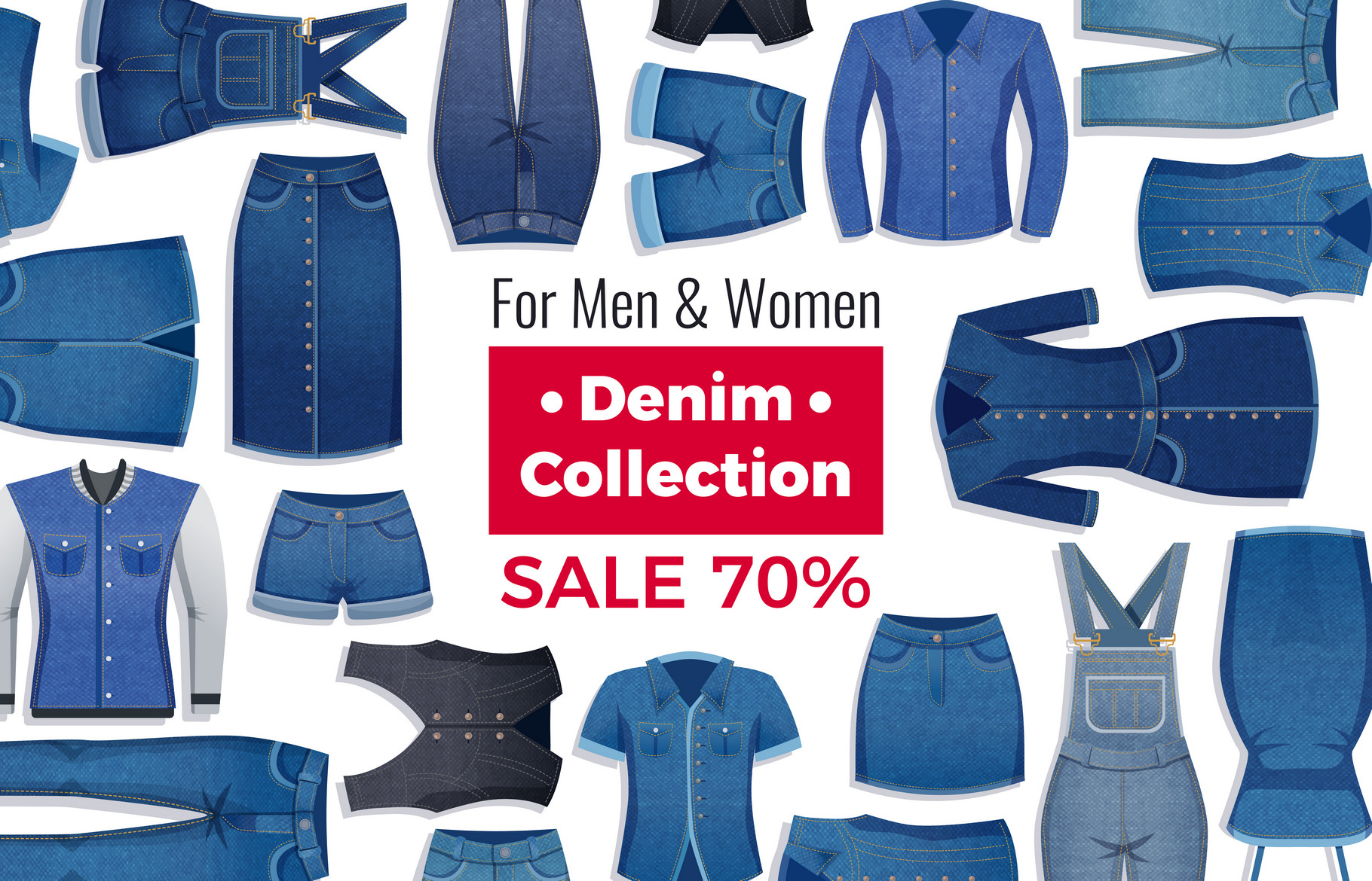 Denim clothing advertising banner, a Work Illustration by Macrovector