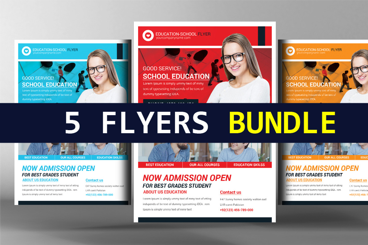 5 Education Flyers Bundle, a Flyer Template by graphicforest