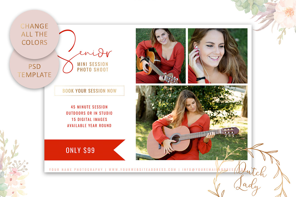 PSD Photo Session Card Template #19, a Card Template by The Dutch Lady ...