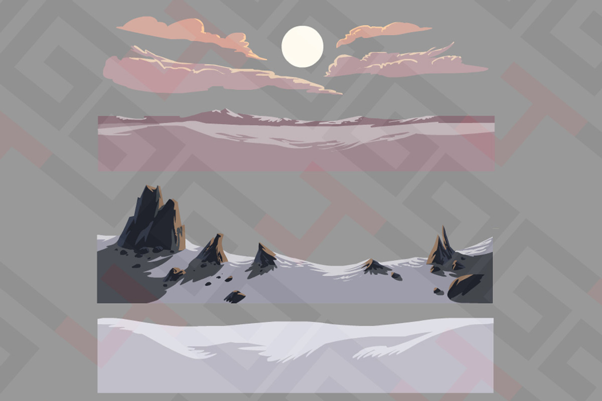 Snow mountains parallax background, a Background Graphic by Graphics 4 ...