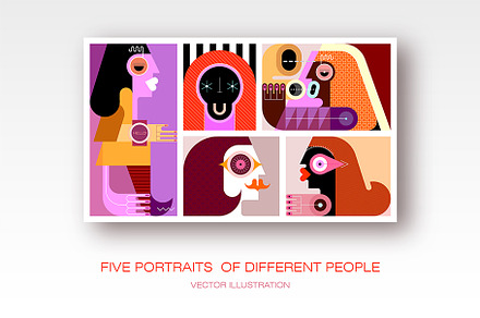 Set of People Portraits | People Illustrations ~ Creative Market