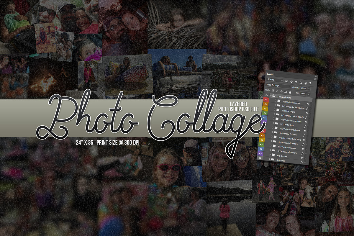 24x36 Photo Collage PSD Template, a Templates & Theme by Ocala Designs