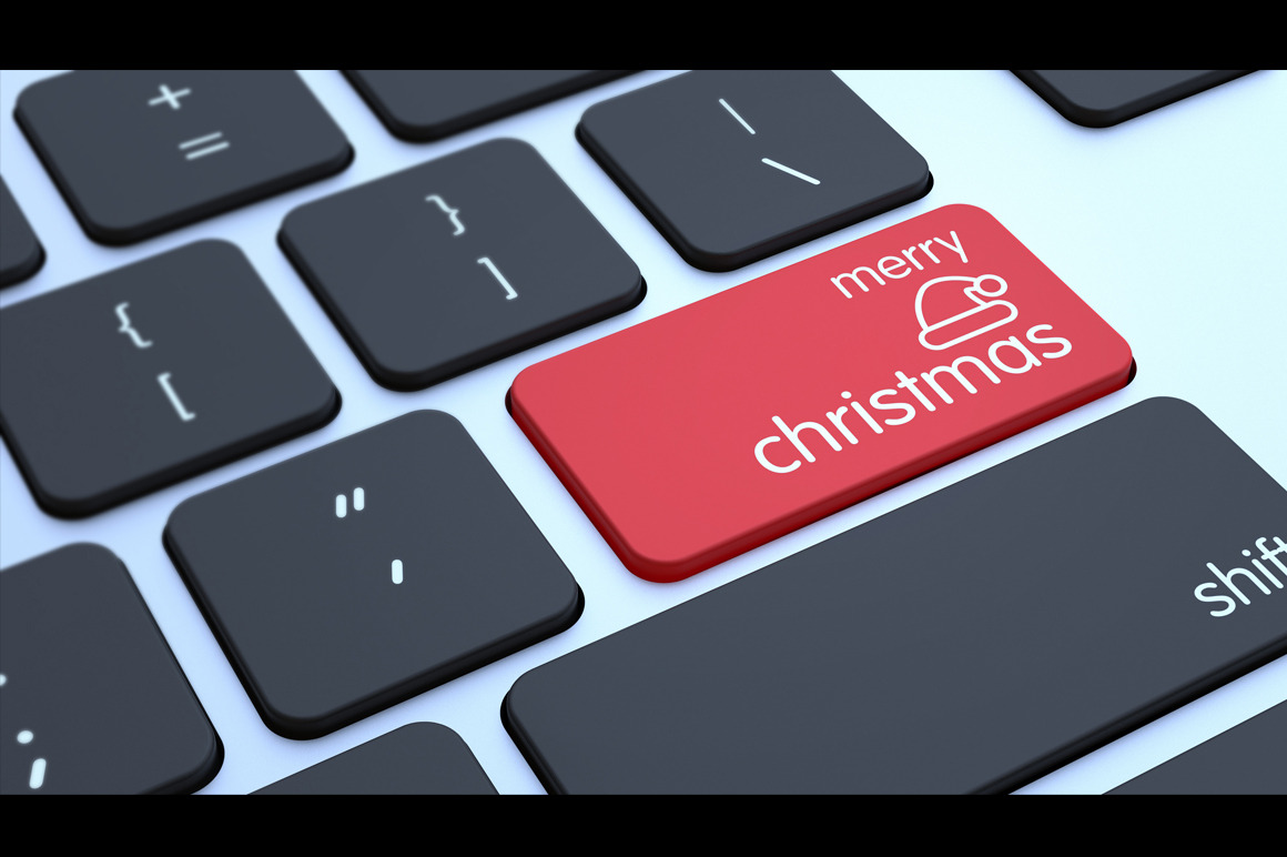 Computer Keyboard with Christmas Key, a Technology Illustration by pixaroma