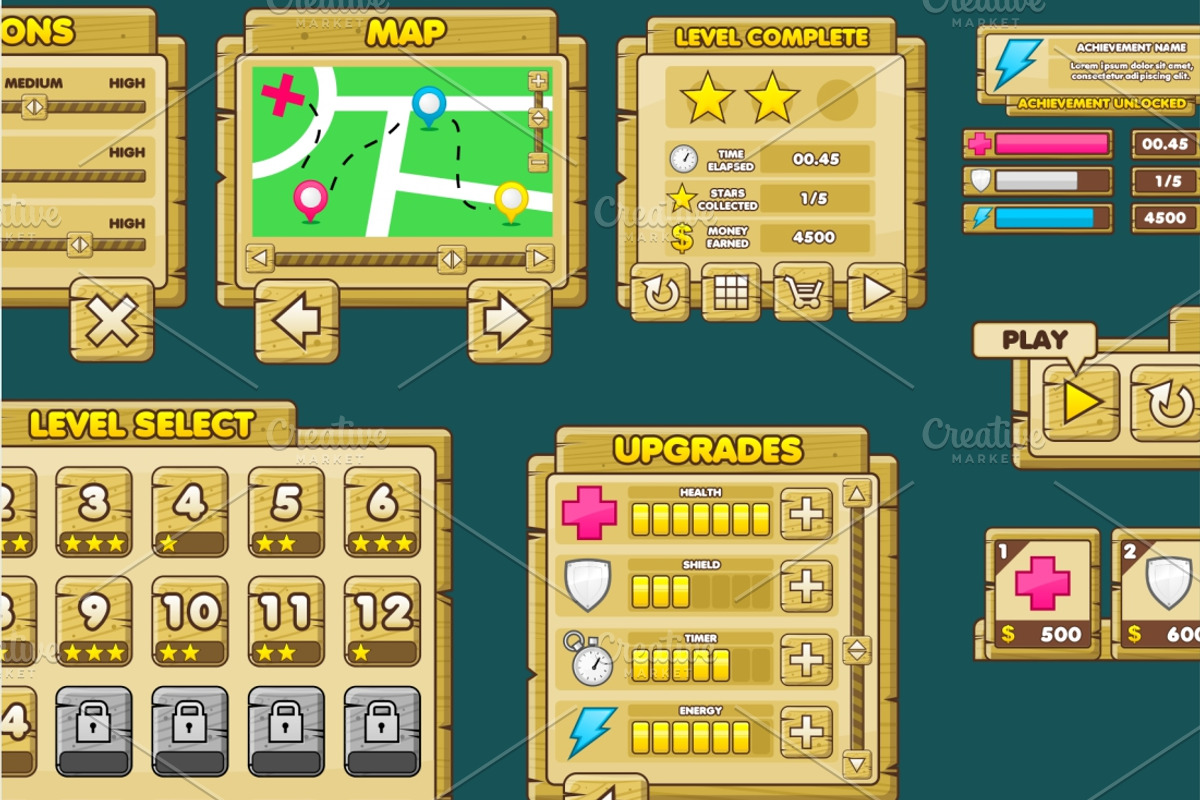 Cartoon Games GUI Pack 3, a Templates & Theme by pzUH | Creative Market