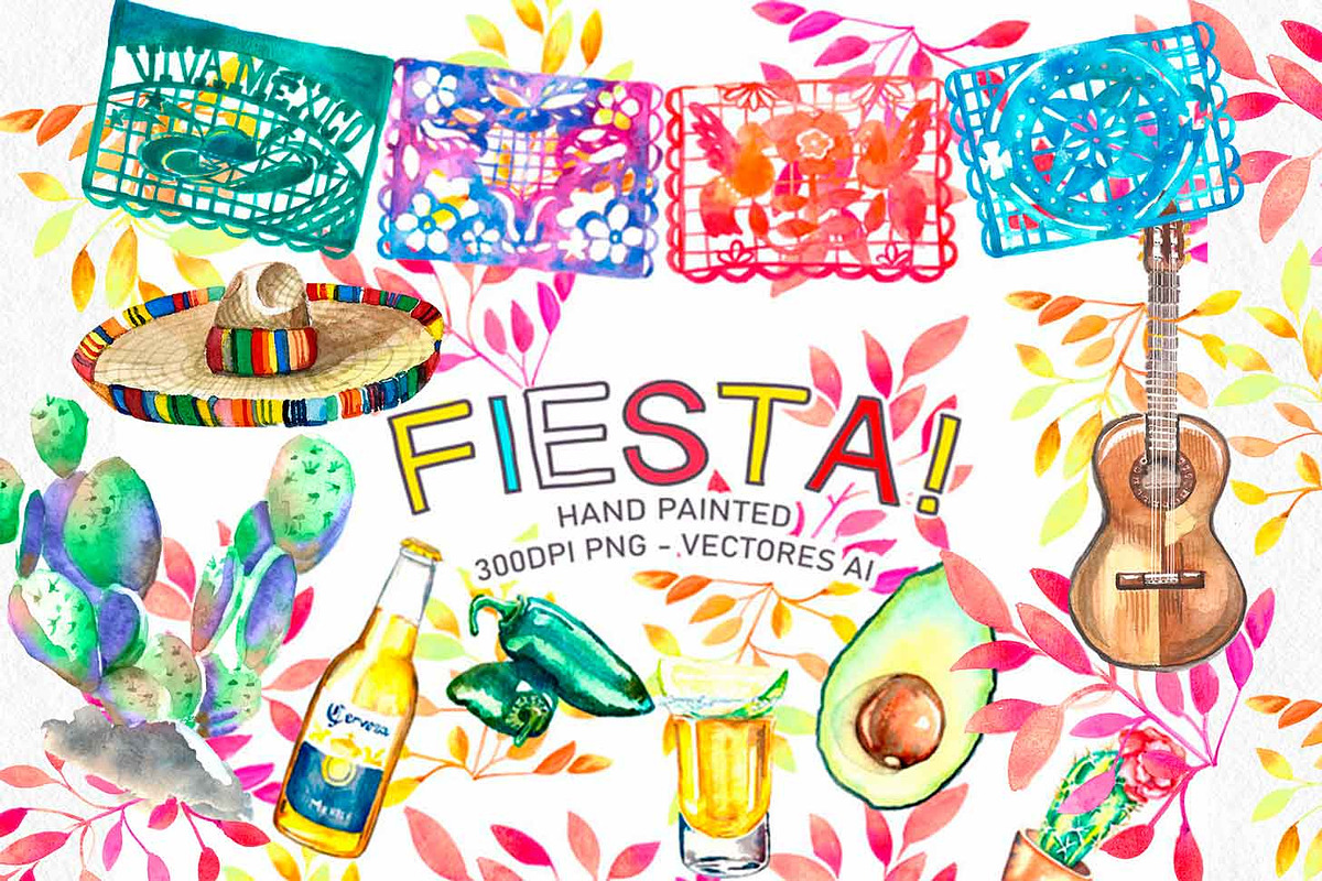 Mexican Fiesta watercolor Clip art, a Person Illustration by CpandoShop