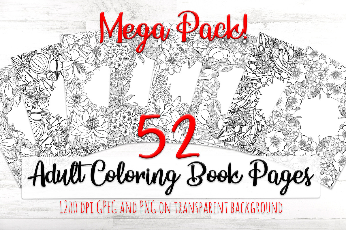 Adult Coloring Book Pages Templates, a Magazine Template by Dibrova Art