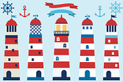 Lighthouses clipart set, an Illustration by Pravokrugulnik