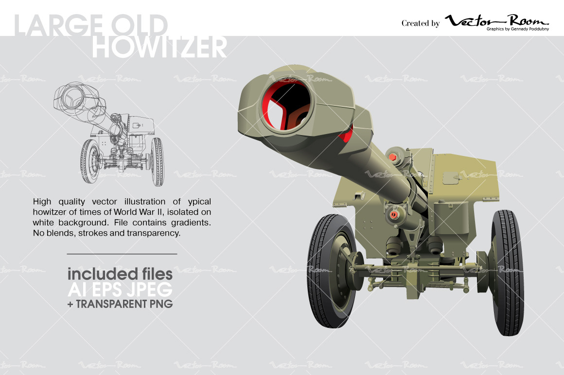 Large Old Howitzer, an Object Illustration by Vector Room
