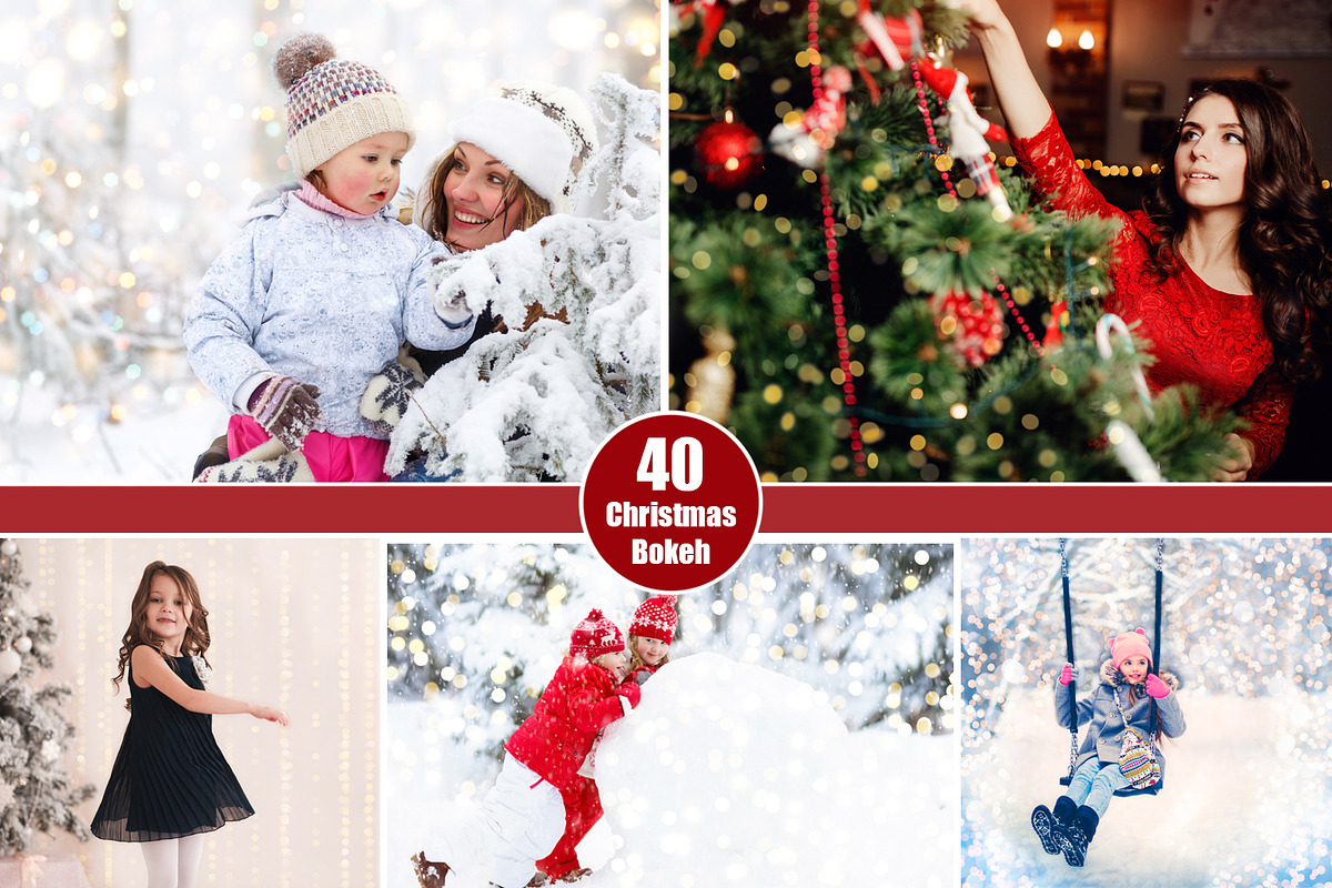 Christmas Bokeh Photo Overlays, a Brushes & More by MockTurtleStudio