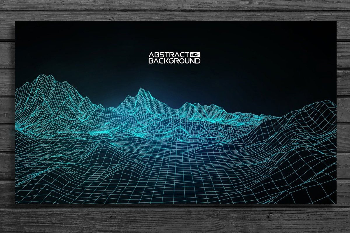 Abstract vector wireframe landscape.