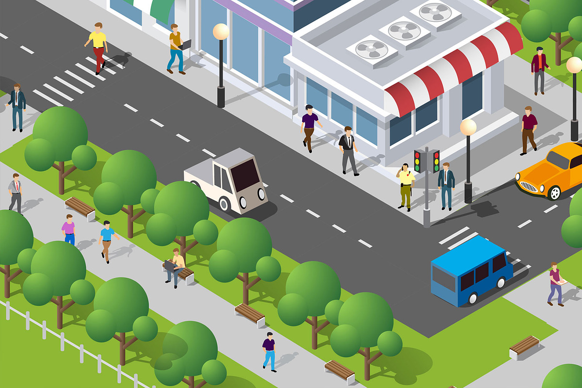 People walking around the city, a Person Illustration by AlexZeL