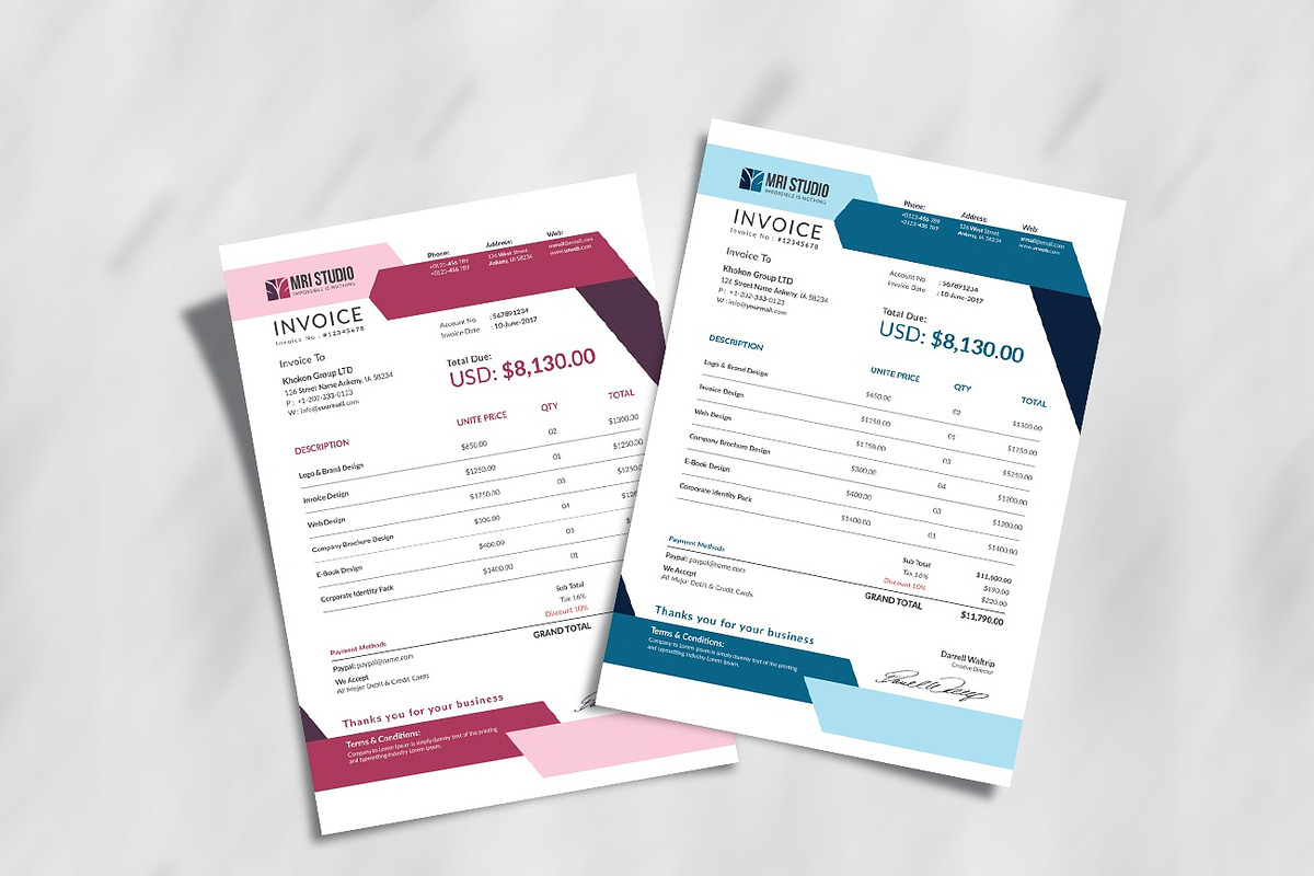 Creative Invoice Template, a Stationery Template by MRI STUDIO ...