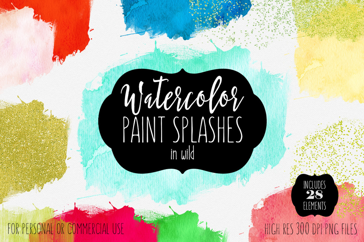 Watercolor Paint Splatters Rainbow, a Texture Graphic by ClipartBrat ...