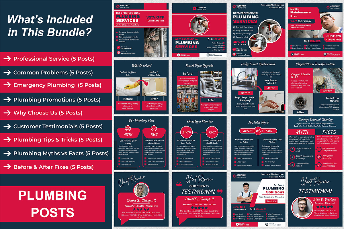 Editable Plumber Templates Canva