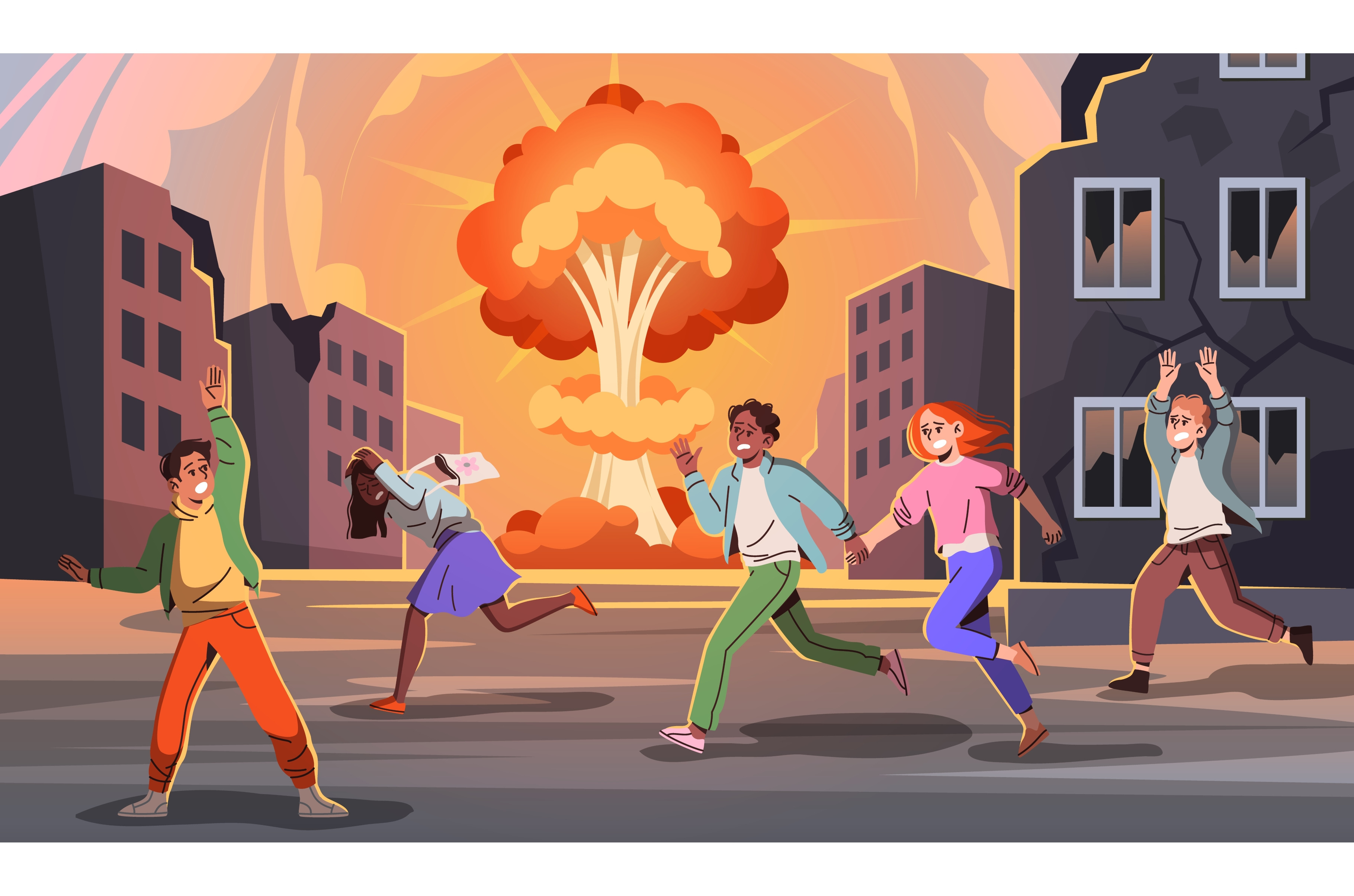 Afraid people running away. City, a Person Illustration by YummyBuum