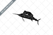 Atlantic Sailfish woodcut svg, an Illustration by patrimonio