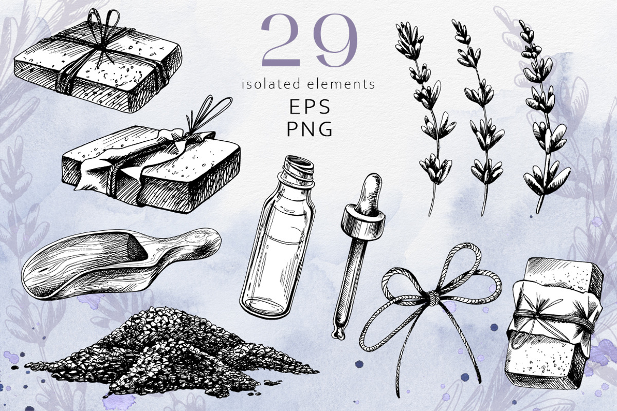 SPA lavender line-art graphic, an Object Graphic by NATASHA CHU