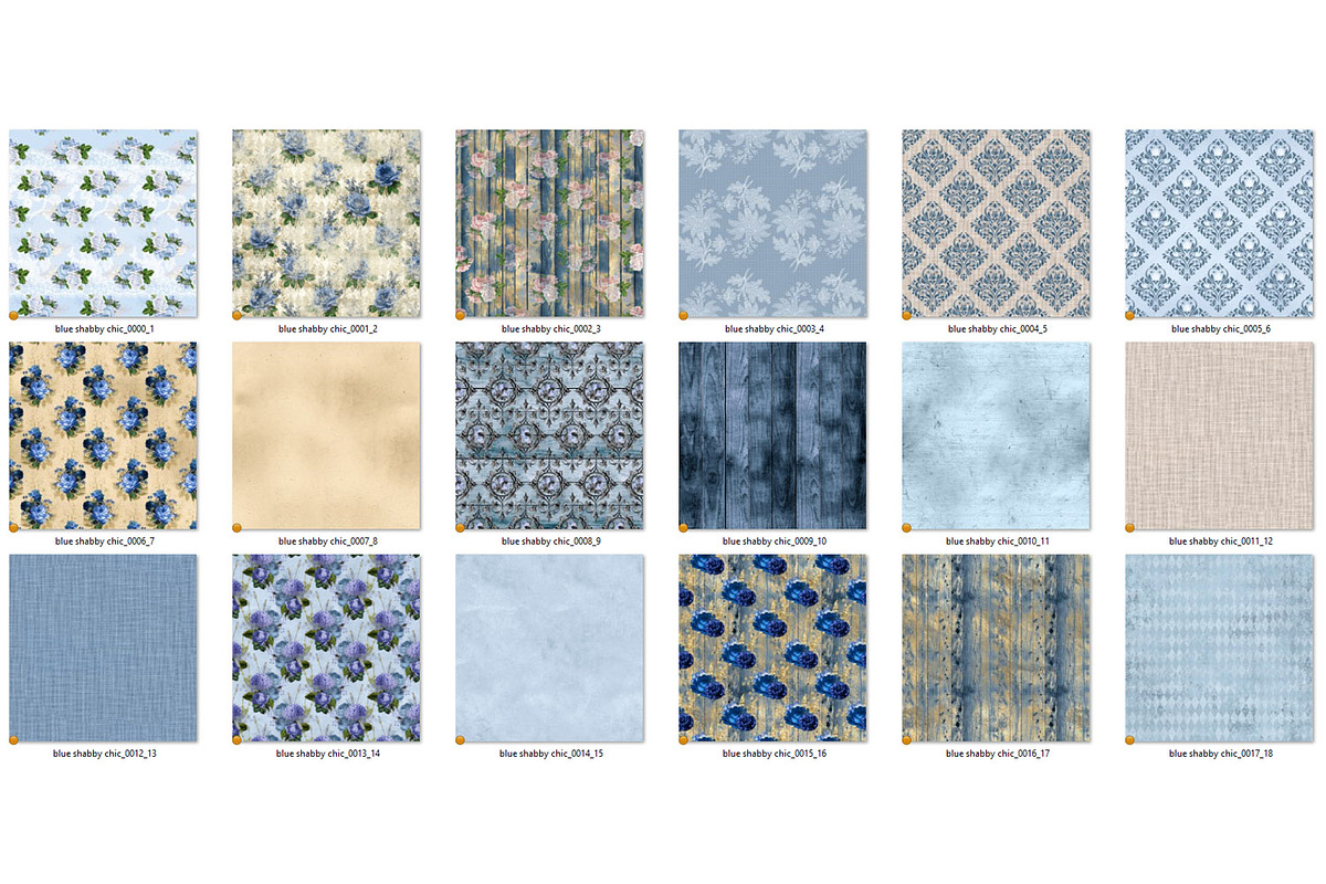 Blue Shabby Chic Digital Paper, a Texture Graphic by Digital Curio