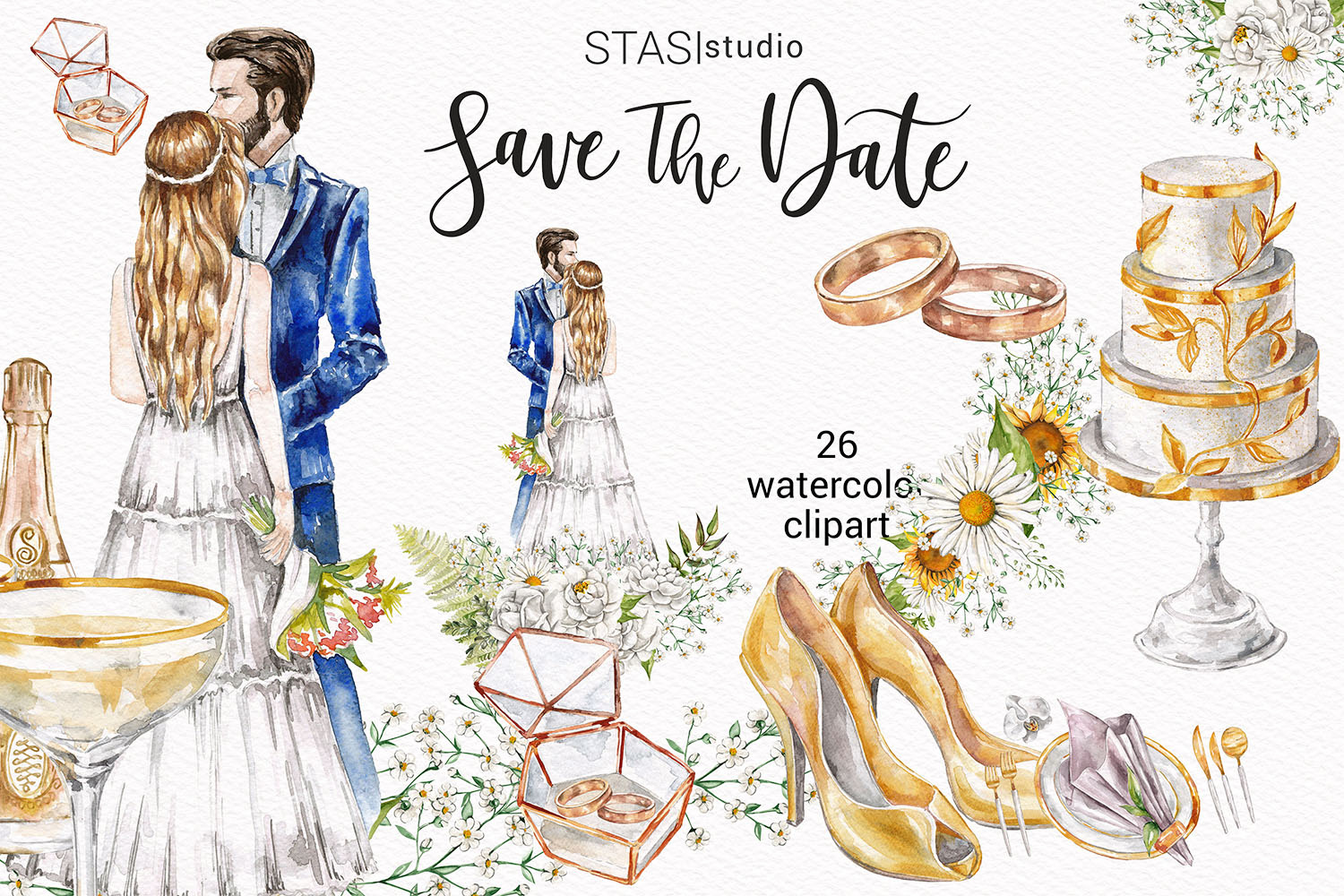 Watercolor Wedding Clipart Bride | Illustrations ~ Creative Market