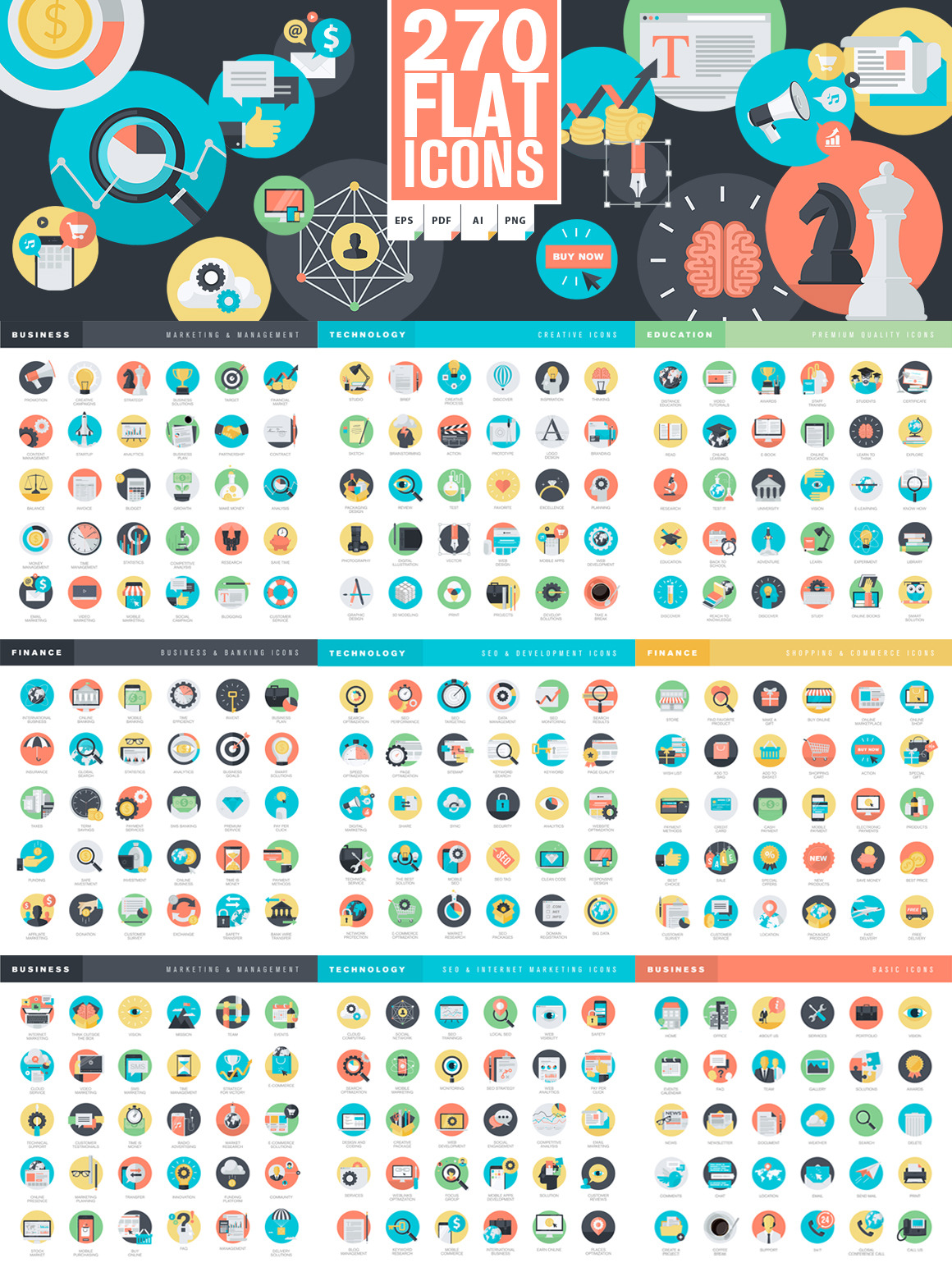 Set of Flat Design Icons, an Icon by PureSolution