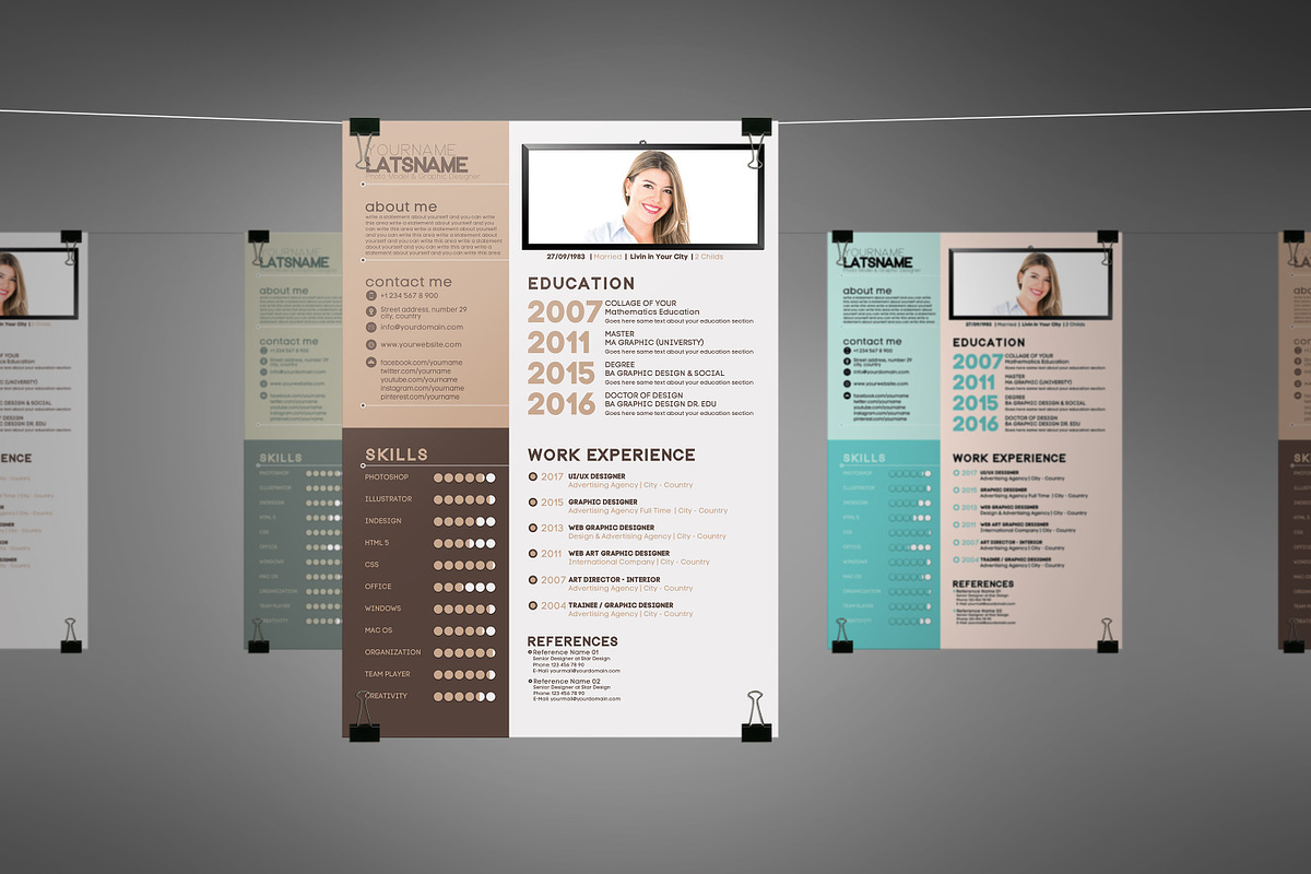 Creative Swiss Resume Cv 3 colors, a Resume Template by Star Graphic Design