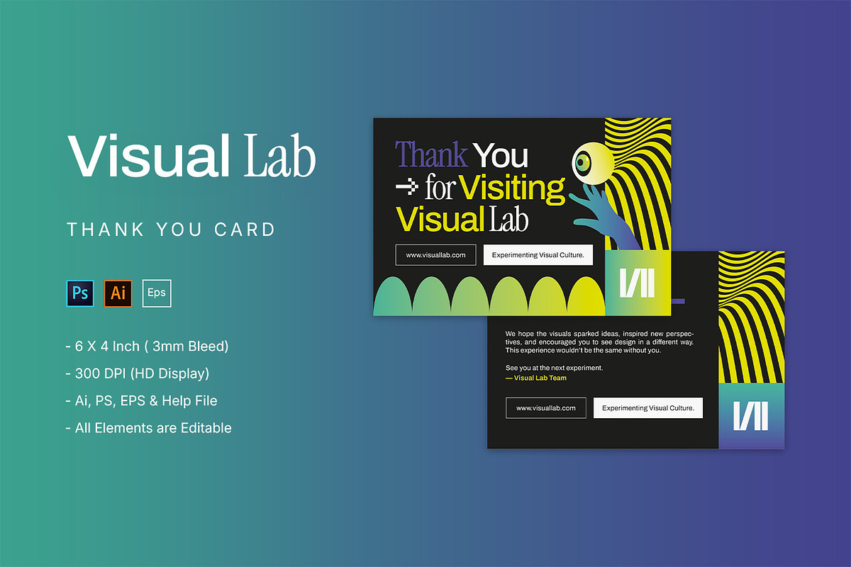 Visual Lab - Thank You Card, a Card Template by StreaksideStd