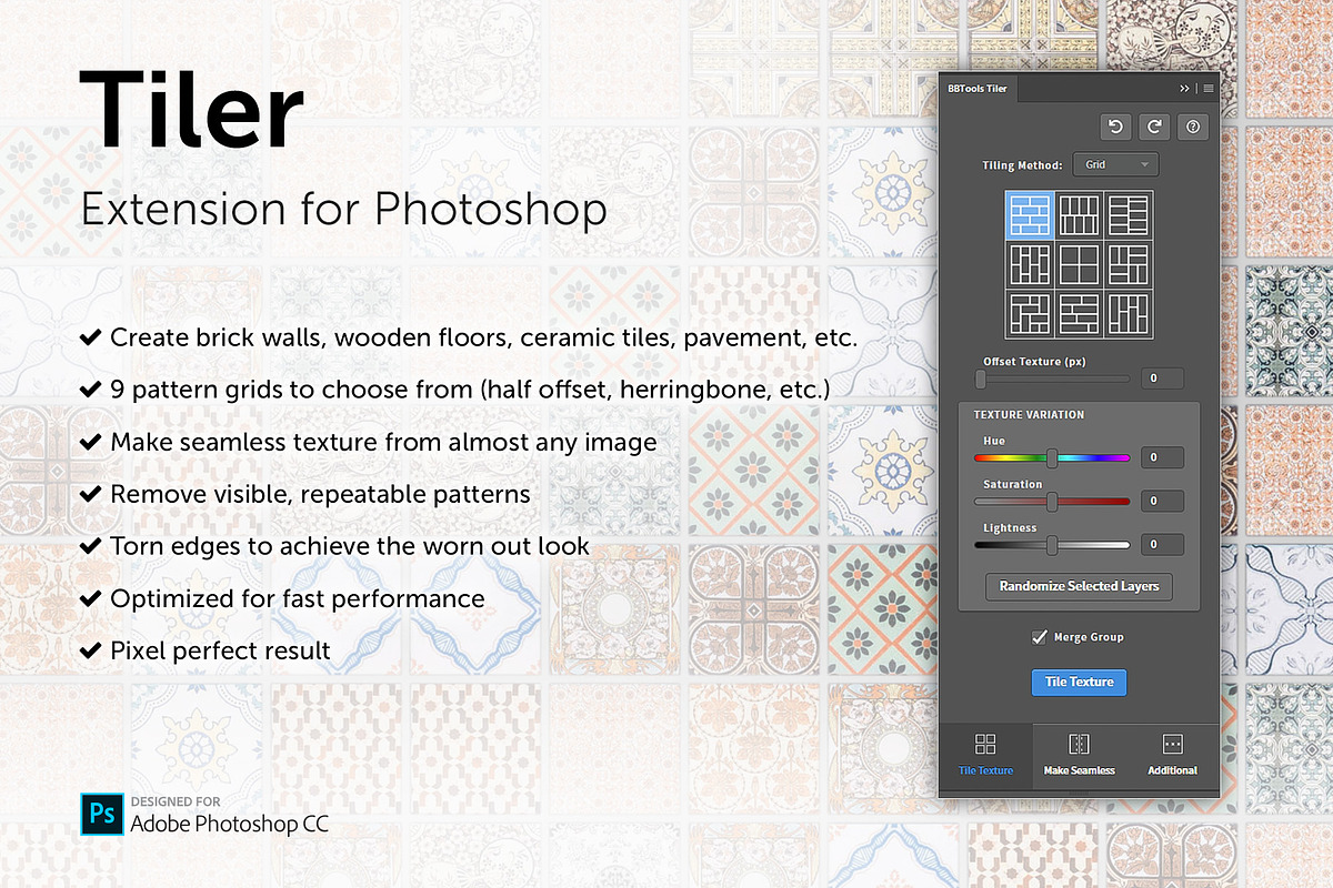 Tiler - Photoshop Extension, a Plug-in Add-On by bbtools