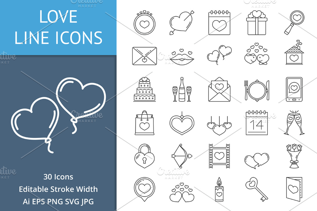 Love Line Icons, an Outline Icon by PixMarket
