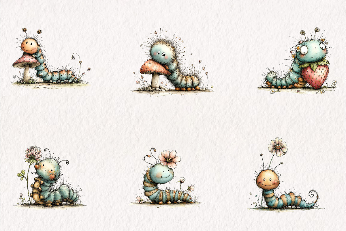 Summer Caterpillar Clipart PNG, an Illustration by CreationArt