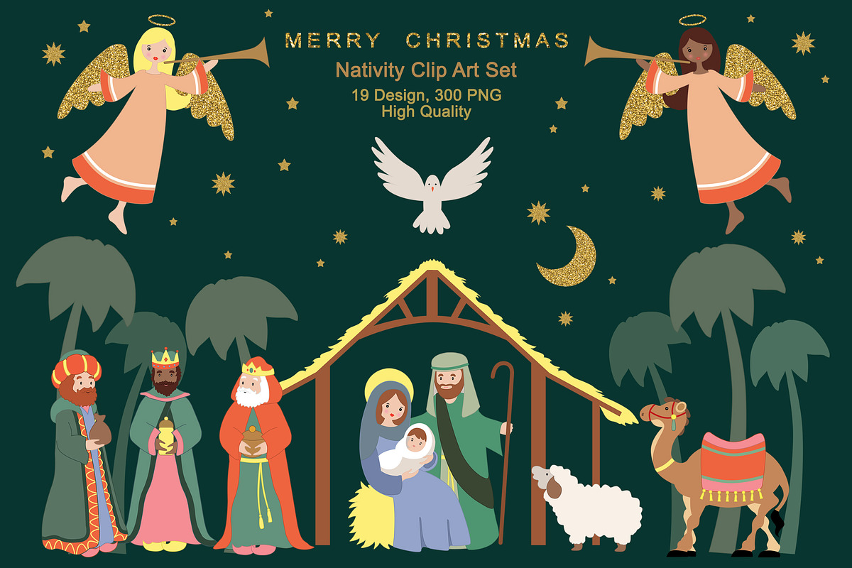 Nativity Birth of Jesus Christmas, an Illustration by Magic Story Studio