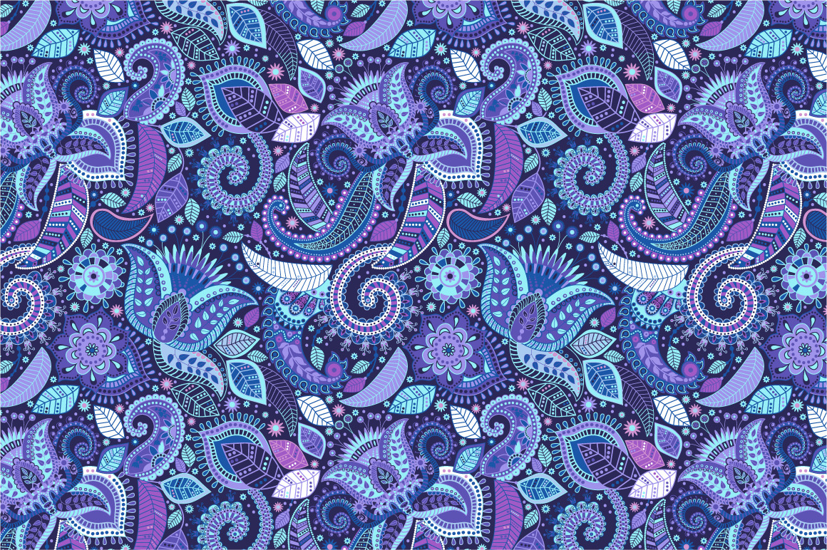 Floral Blue Paisley Pattern, a Pattern Graphic by Sunny_Lion