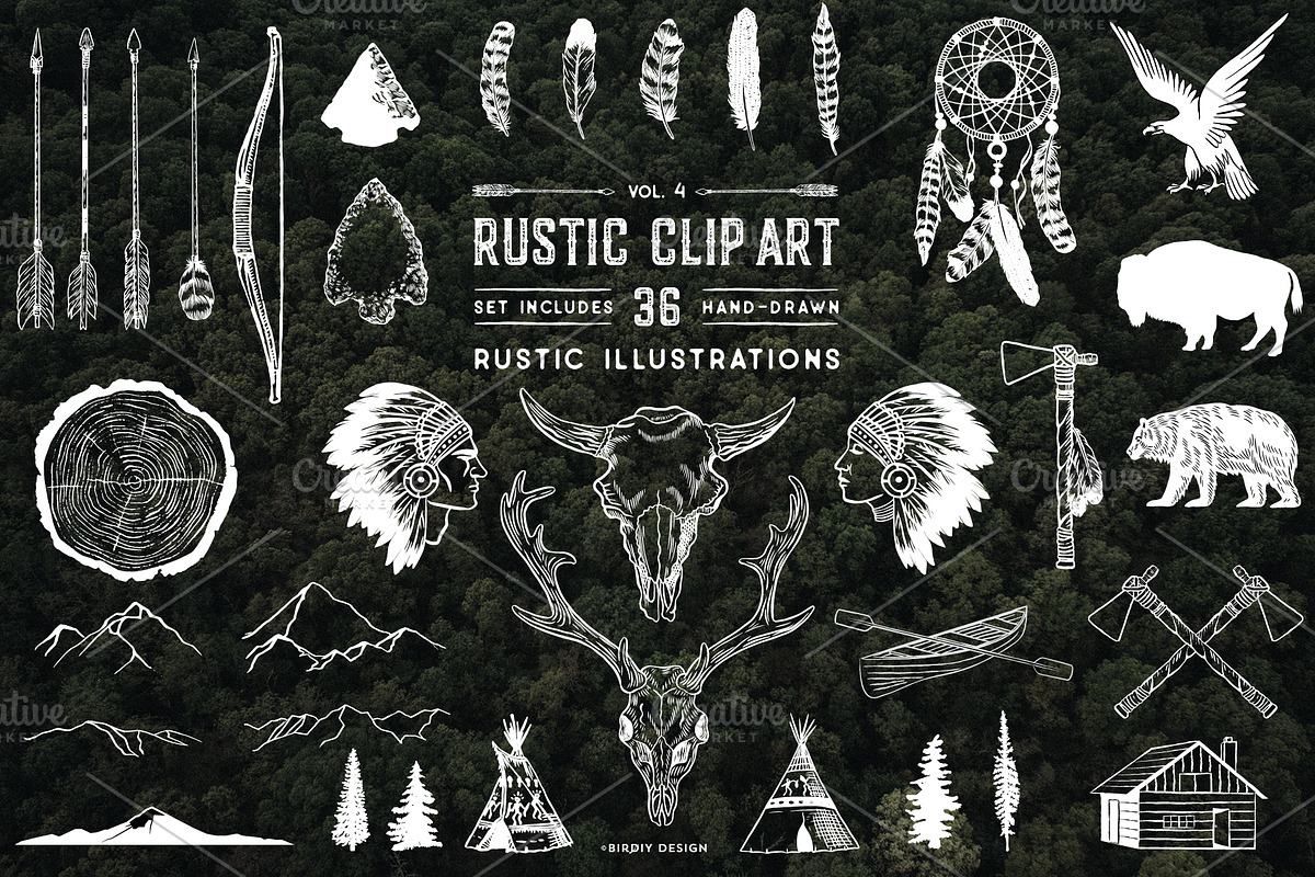 Rustic Clip Art Volume 4, an Animal Illustration by BirDIY Design